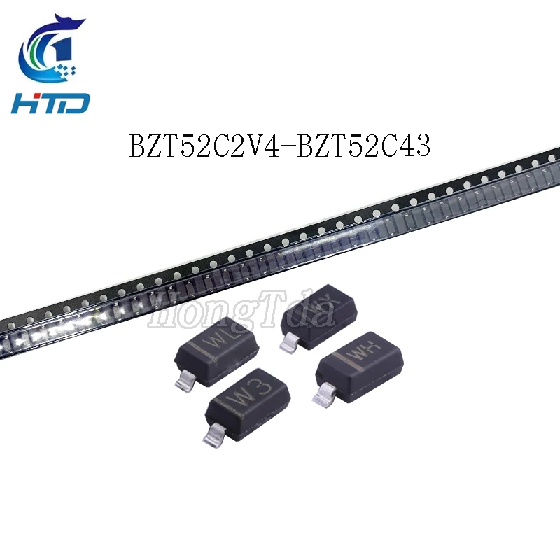 100PCS-BZT52C2V4-WX-BZT52C2V7-W1-BZT52C3V0-W2-BZT52C3V3-W3-BZT52C3V6-W4-BZT52C3V9-W5-BZT52C4V3 ...