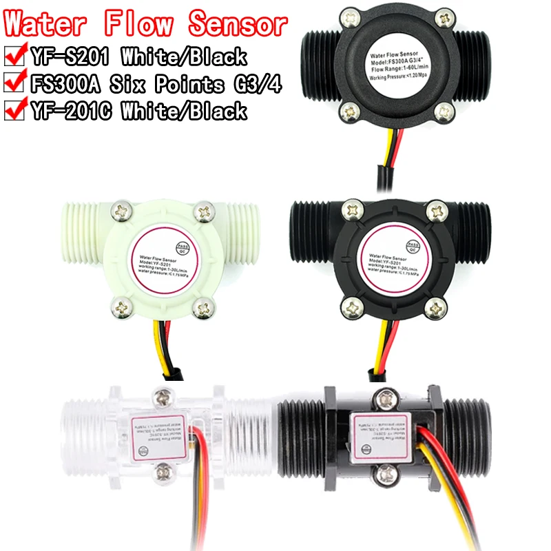 Water flow sensor flowmeter Hall flow sensor 4/6 points G1/2/3/4 Water ...