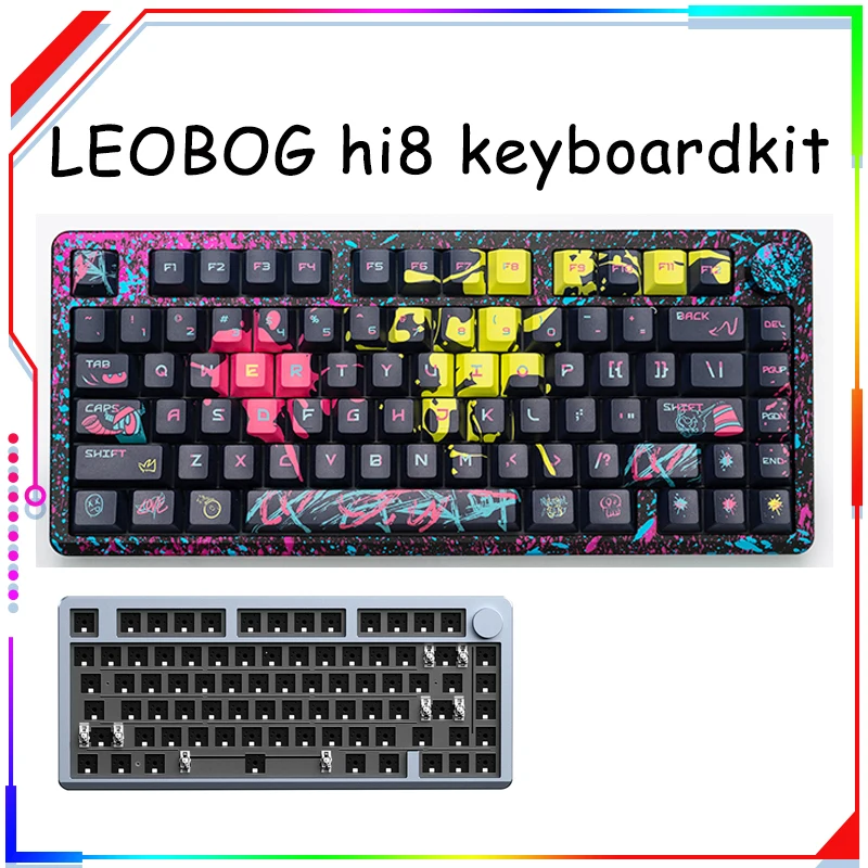 Leobog-Hi8-Kit-Keyboard-mekanis-nirkabel-Bluetooth-Aluminium-Aloi-80-tombol-PBT-kunci-3-Mode ...