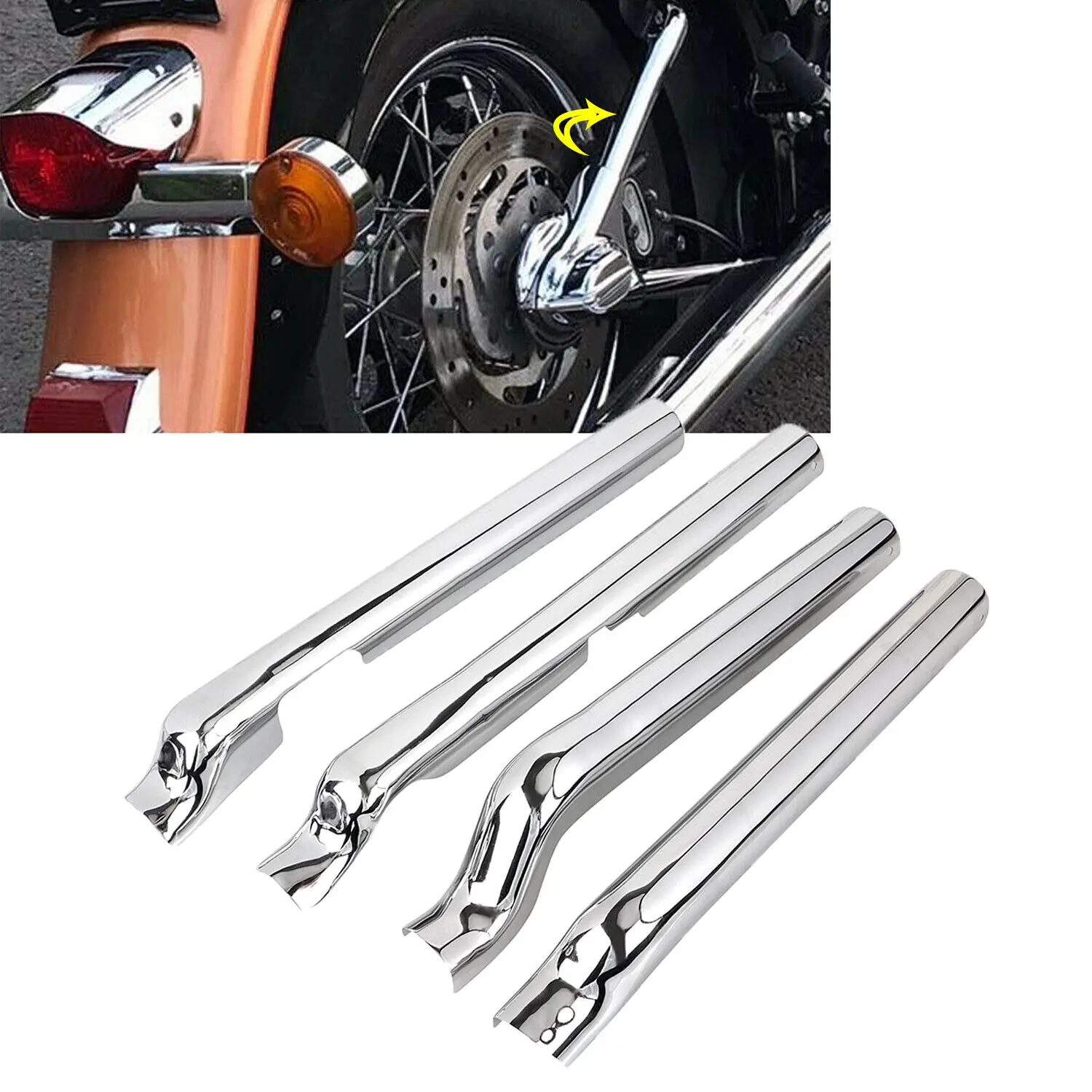 Chrome Metal Motorcycle Rear Swingarm Tube Covers For Harley Softail ...