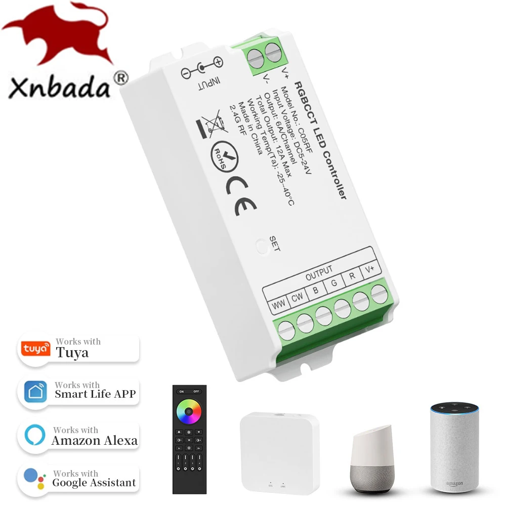 2-4GHz-LED-Strip-Light-Controller-2Pin-DIM-3Pin-CCT-4Pin-RGB-5Pin-RGBWW ...