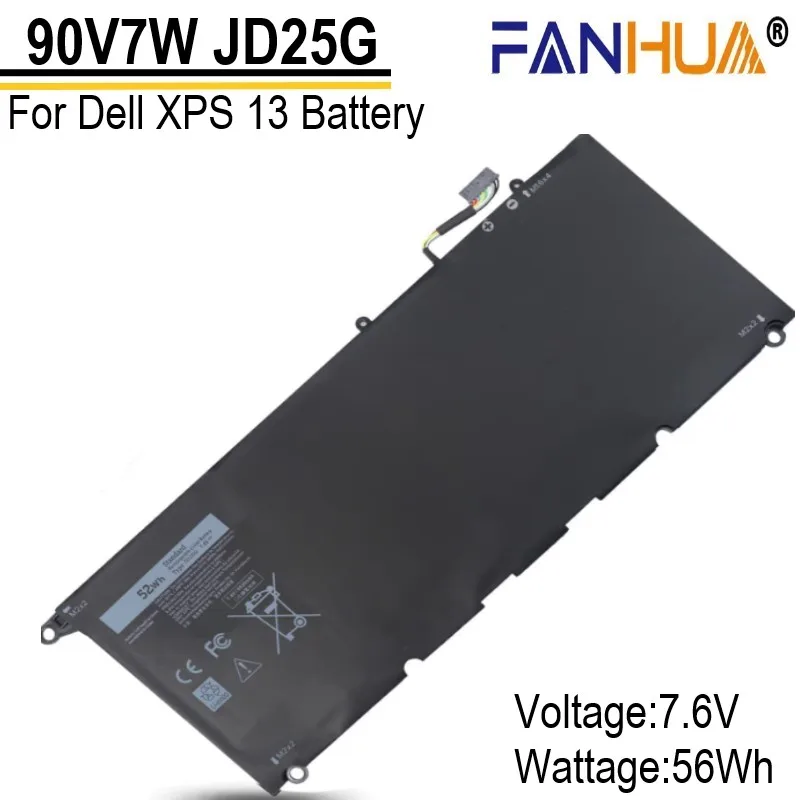 7-4V-52Wh-90V7W-JHXPY-JD25G-090V7W-Laptop-Battery-For-Dell-XPS-13-9343 ...