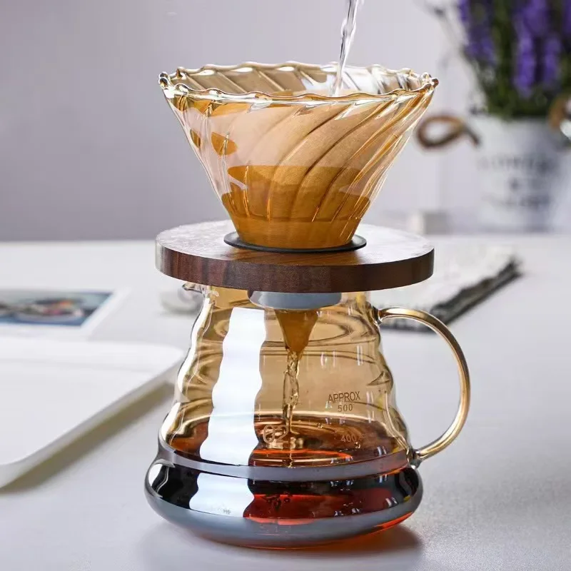 500ml Durable Glass Brewed Coffee Pot Brown Filtering Cup Glass ...