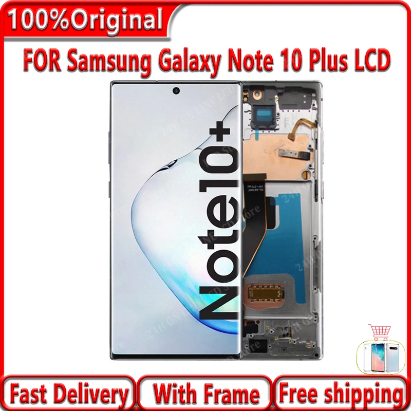 AMOLED 터치 스크린 디지타이저, 삼성 갤럭시 노트 10 플러스 LCD N975F N975W 디스플레이, 삼성 노트 10 ...