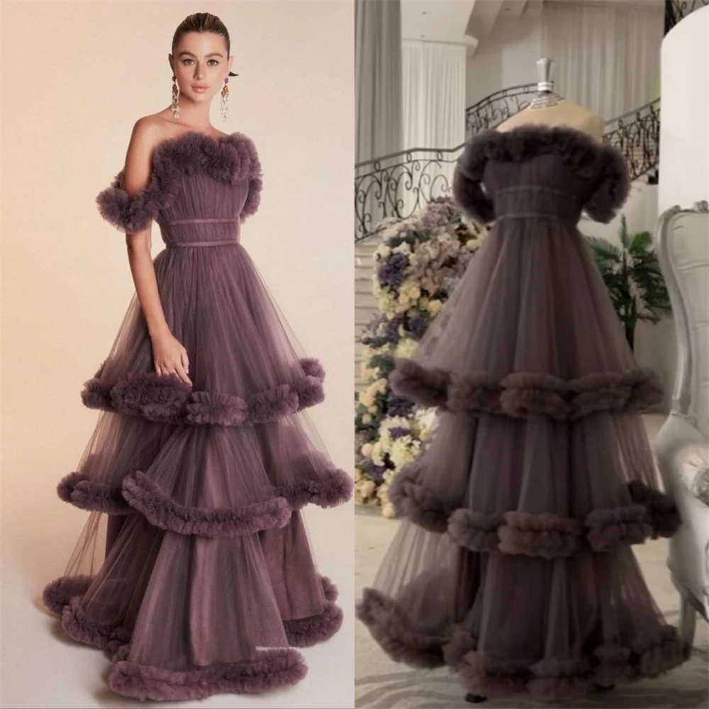 Exquisite-Off-the-shoulder-Ball-gown-Celebrity-Fold-Layered-Chiffon ...