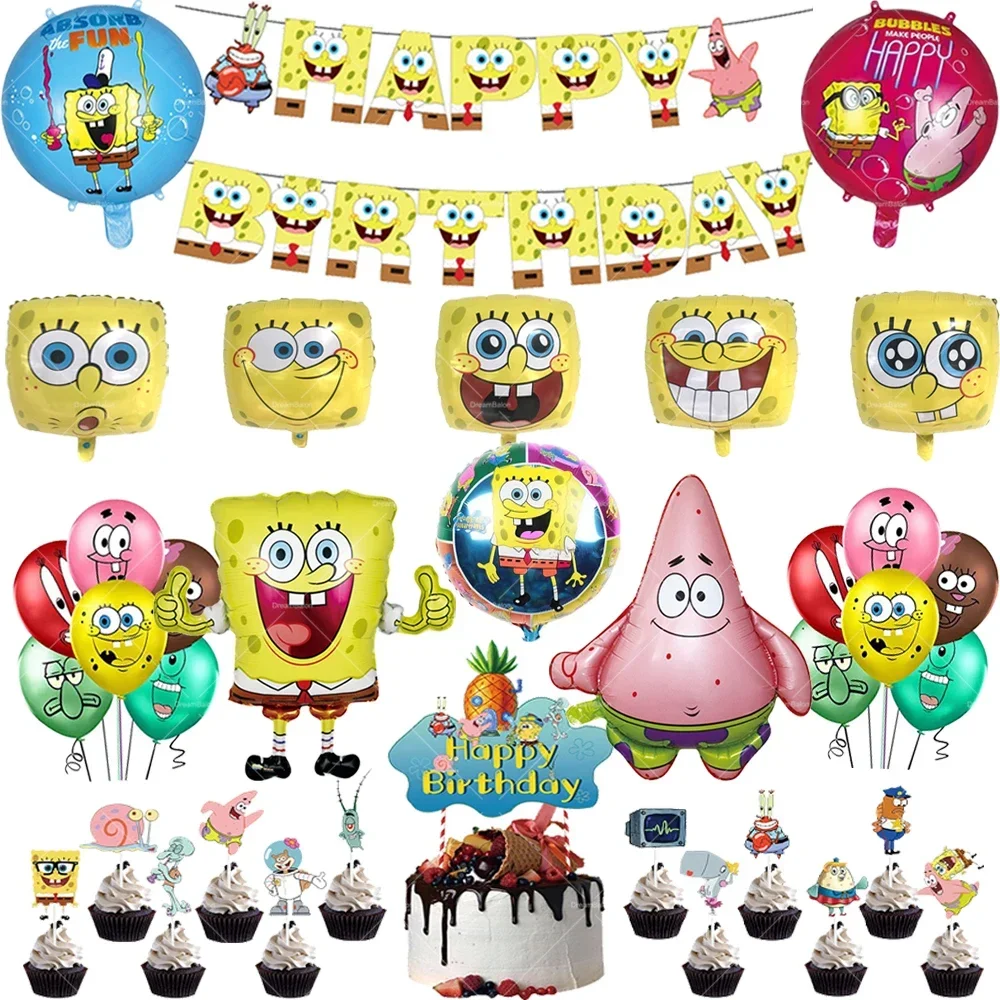 Globos-de-sponk-bobs-SquarePants-pancarta-de-dibujos-animados-adorno ...