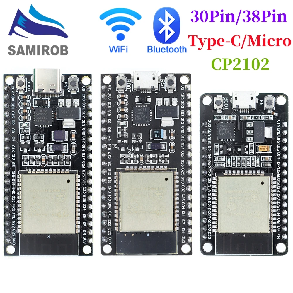 CP2102-WROOM-ESP32-Development-Board-30Pin-38Pin-Micro-Type-C-USB-WiFi ...