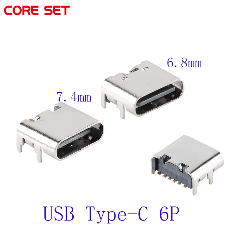 10pcs-6-Pin-SMT-Socket-Connector-Micro-USB-Type-C-Female-Placement-For ...