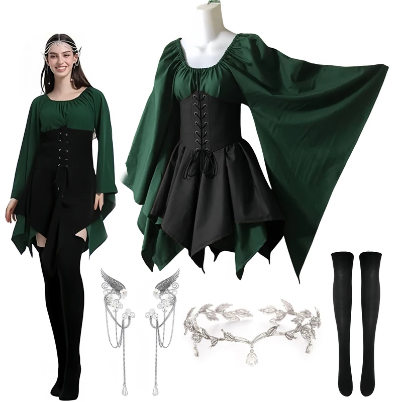 Women Elf Renaissance Medieval Dress Traditional Irish Fairy Viking ...