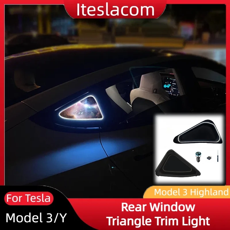 Rear-Window-Triangle-Trim-Light-For-Tesla-Model-3-Model-Y-Model-3 ...