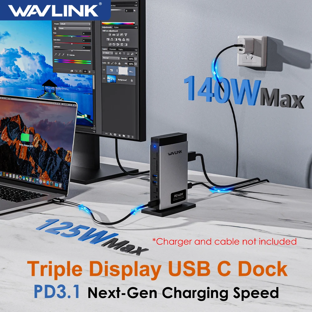WAVLINK-PD3-1-Triple-Display-USB-C-Docking-Station-140W-Power-10G-USB ...