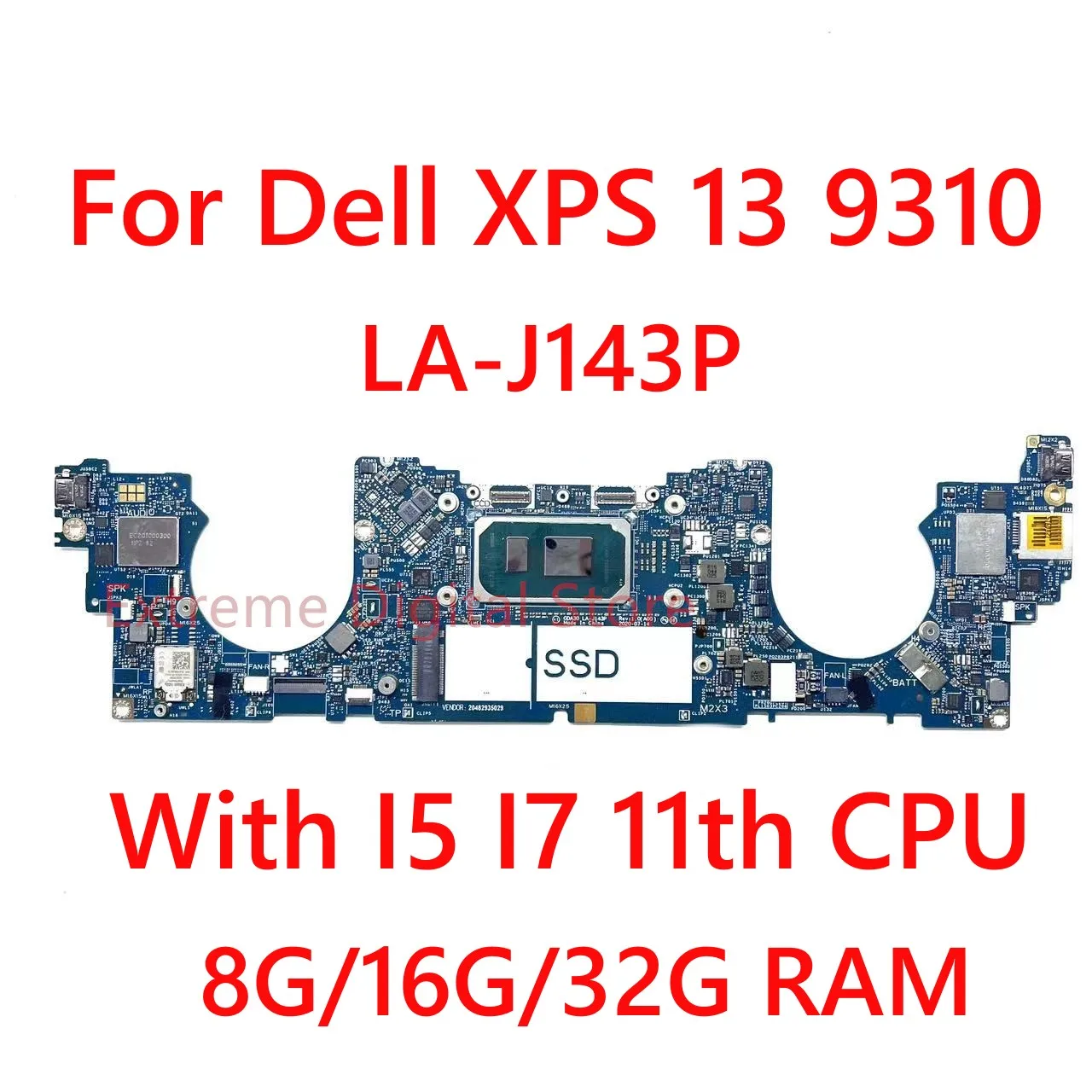 For Dell XPS 13 9310 Laptop motherboard LA-J143P with CPU I5 I7 11th 8G ...