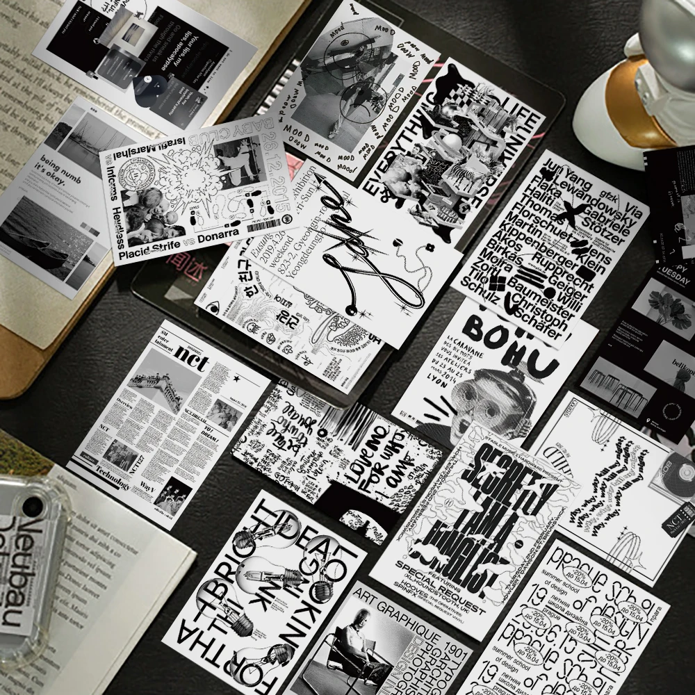 60pcs-Black-And-White-Collage-Magazine-Stickers-For-Mobile-Phone-Case ...
