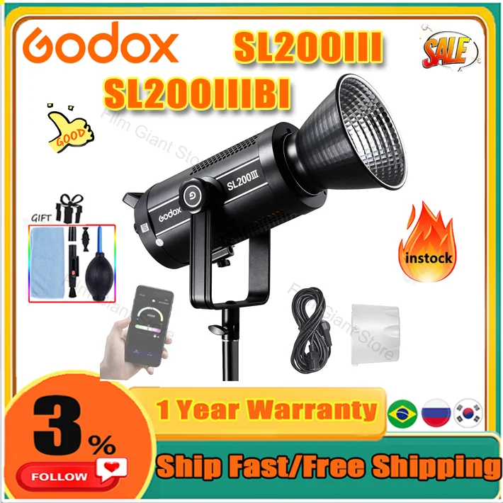 Godox-SL200III-SL200IIIBI-5600K-200W-LED-Video-Light-Bowens-Mount-White ...