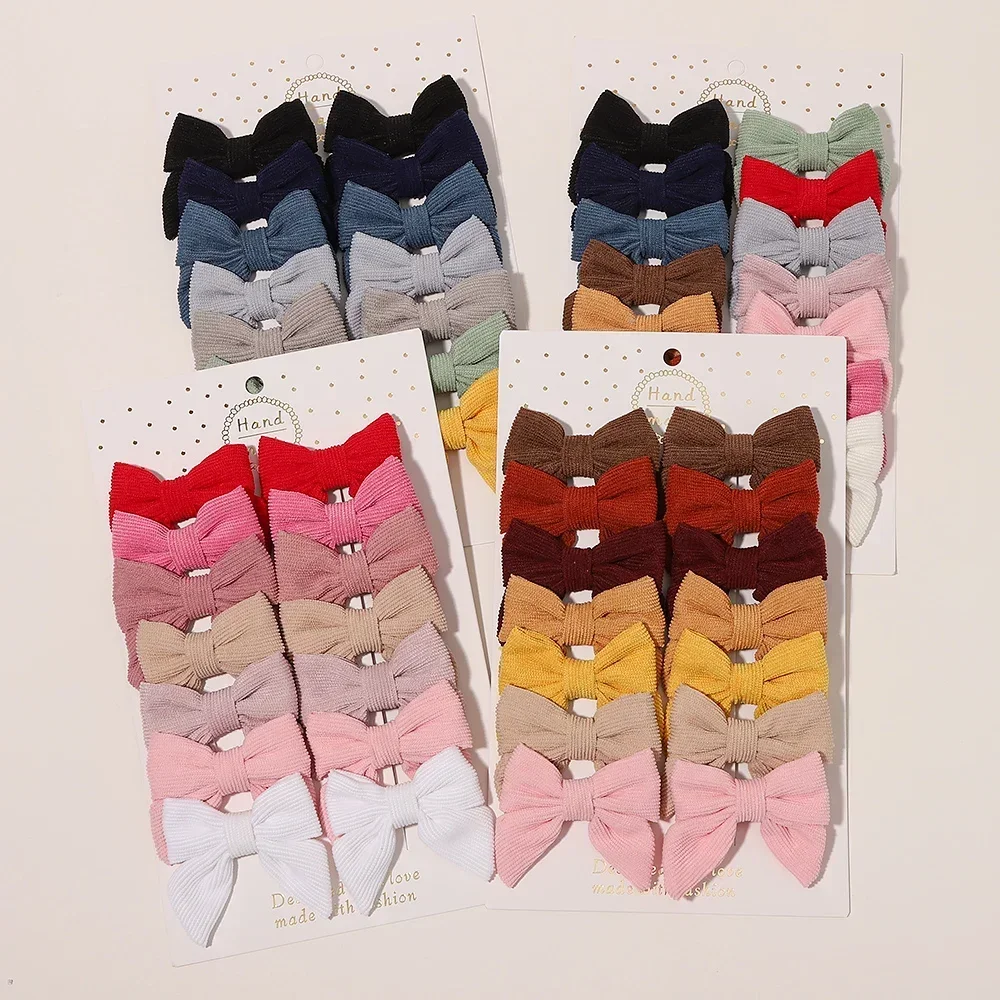 14Pcs-Set-Girls-Solid-Cute-Colorful-Corduroy-Soft-Hair-Clips-Boutique ...