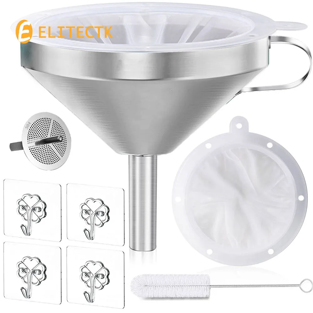 Premium-Stainless-Steel-Funnel-5-Inch-Food-Grade-Kitchen-Funnels-with ...