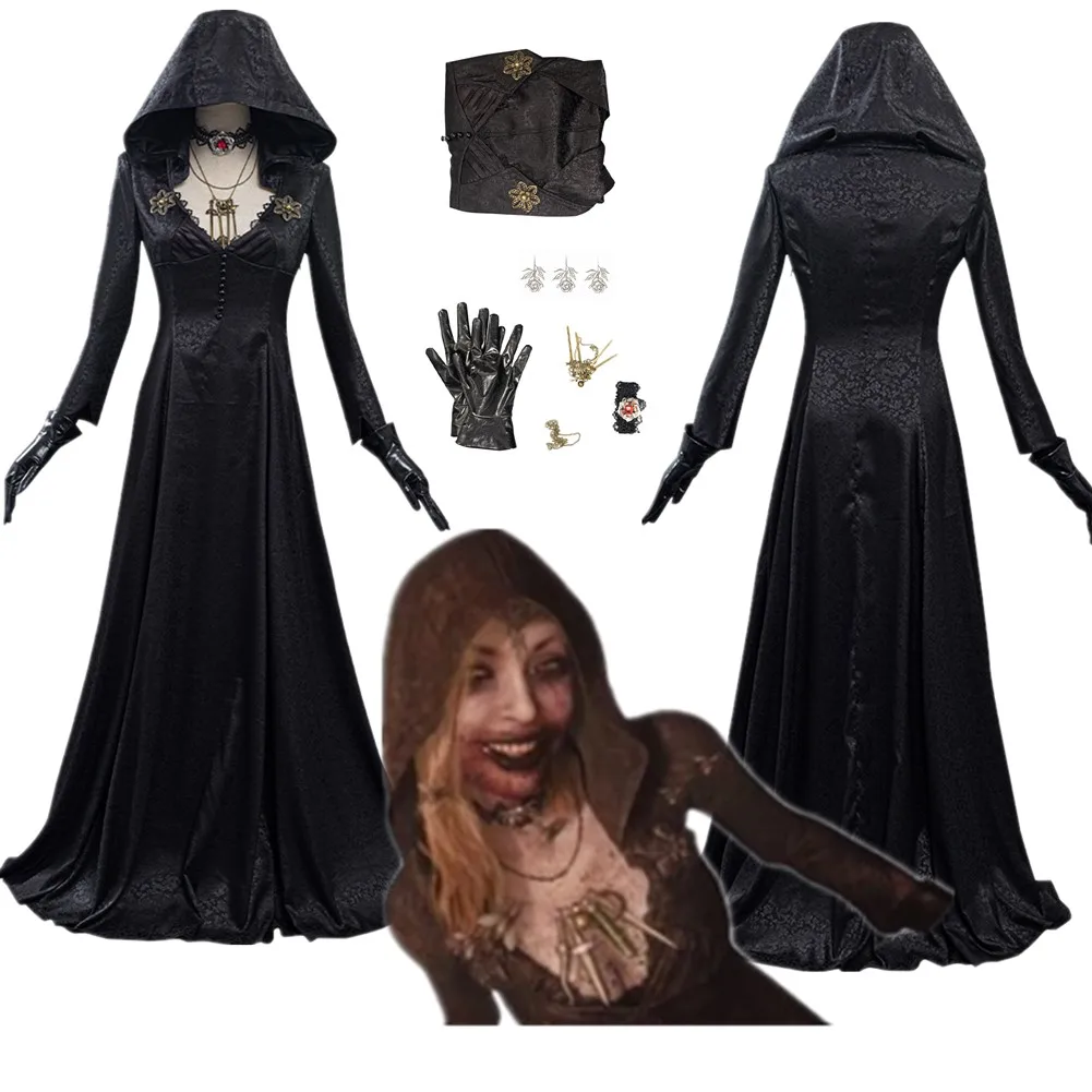 Evil-Cosplay-Costume-Dress-Girl-Lady-Halloween-Women-Necklace-Earring ...