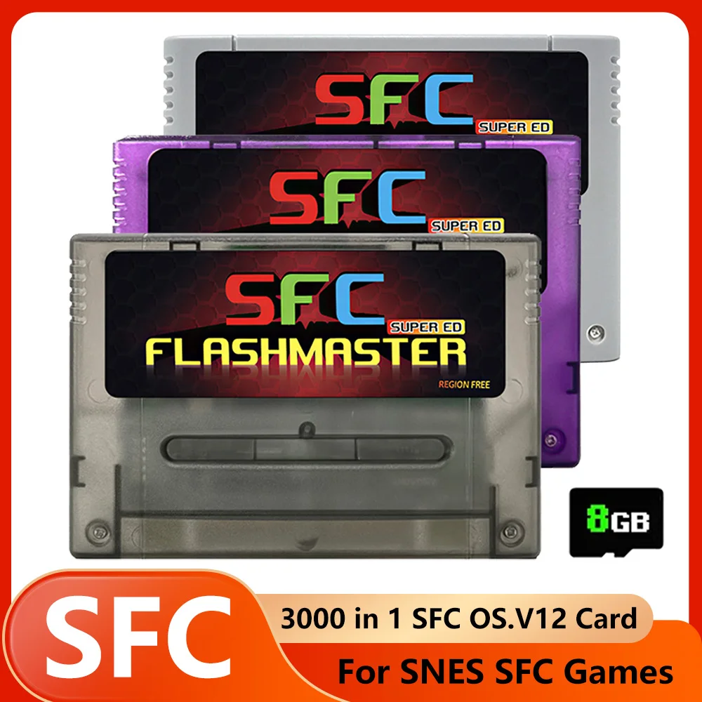 3000 in 1 OS.V12 SFC Game Card For Super Famicom With 8GB TF Card For ...