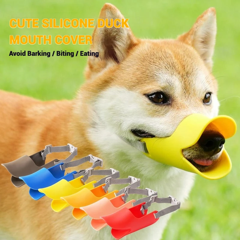 Dog Silicone Duck Muzzle For Pet Anti Bite Stop Barking Small Large Dog ...