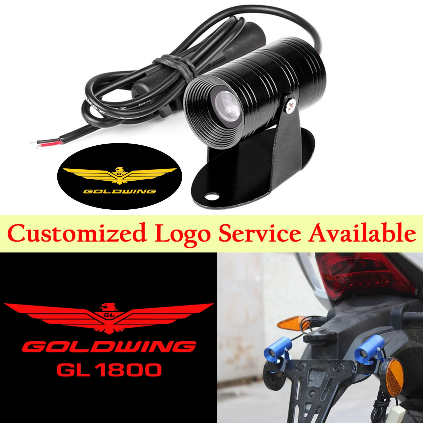 Red/Gold GOLDWING GL 1800 Logo Motorcycle Ghost Shadow Laser Projector ...