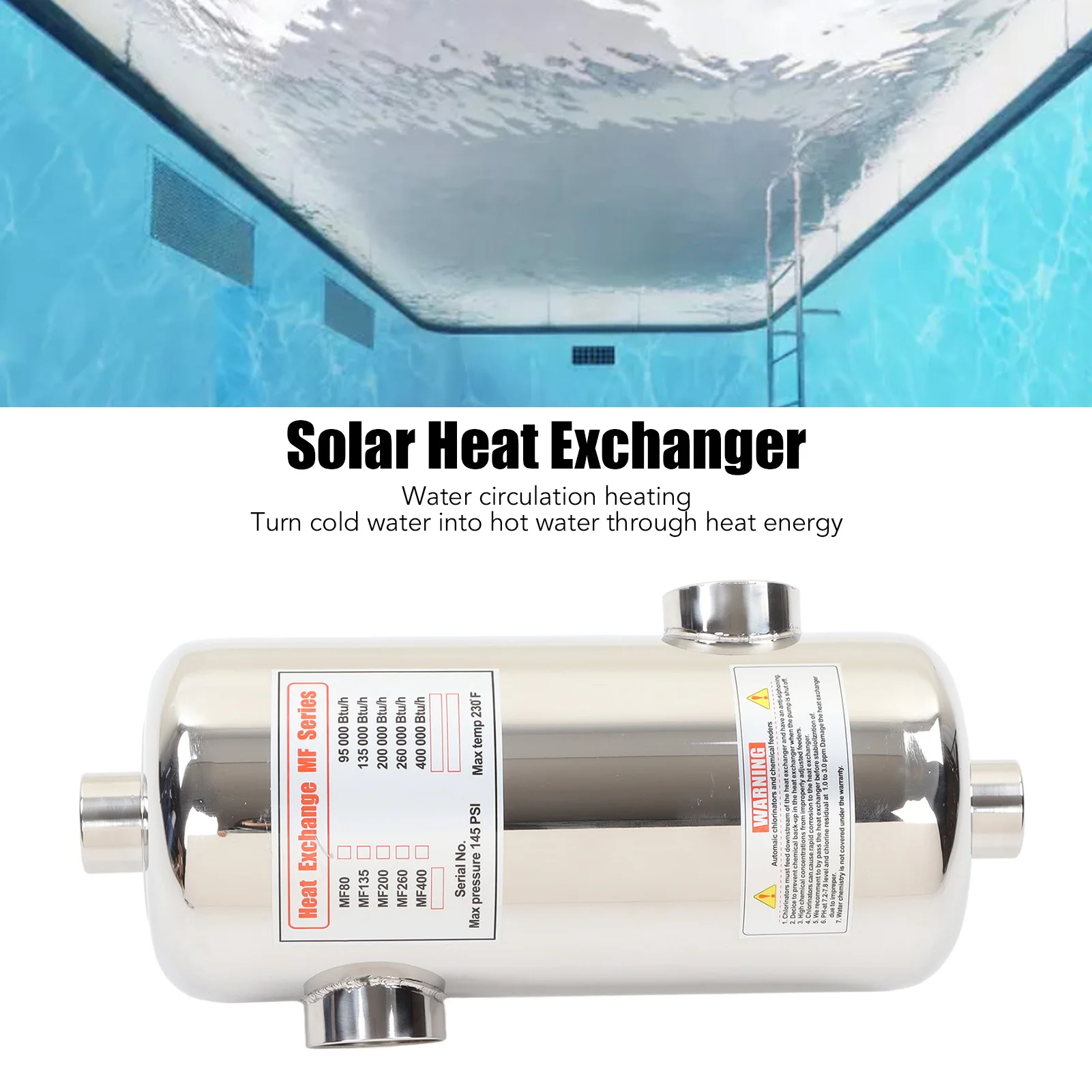 40KW Pool Heat Exchanger Stainless Steel for Spa Solar Pool Heating ...