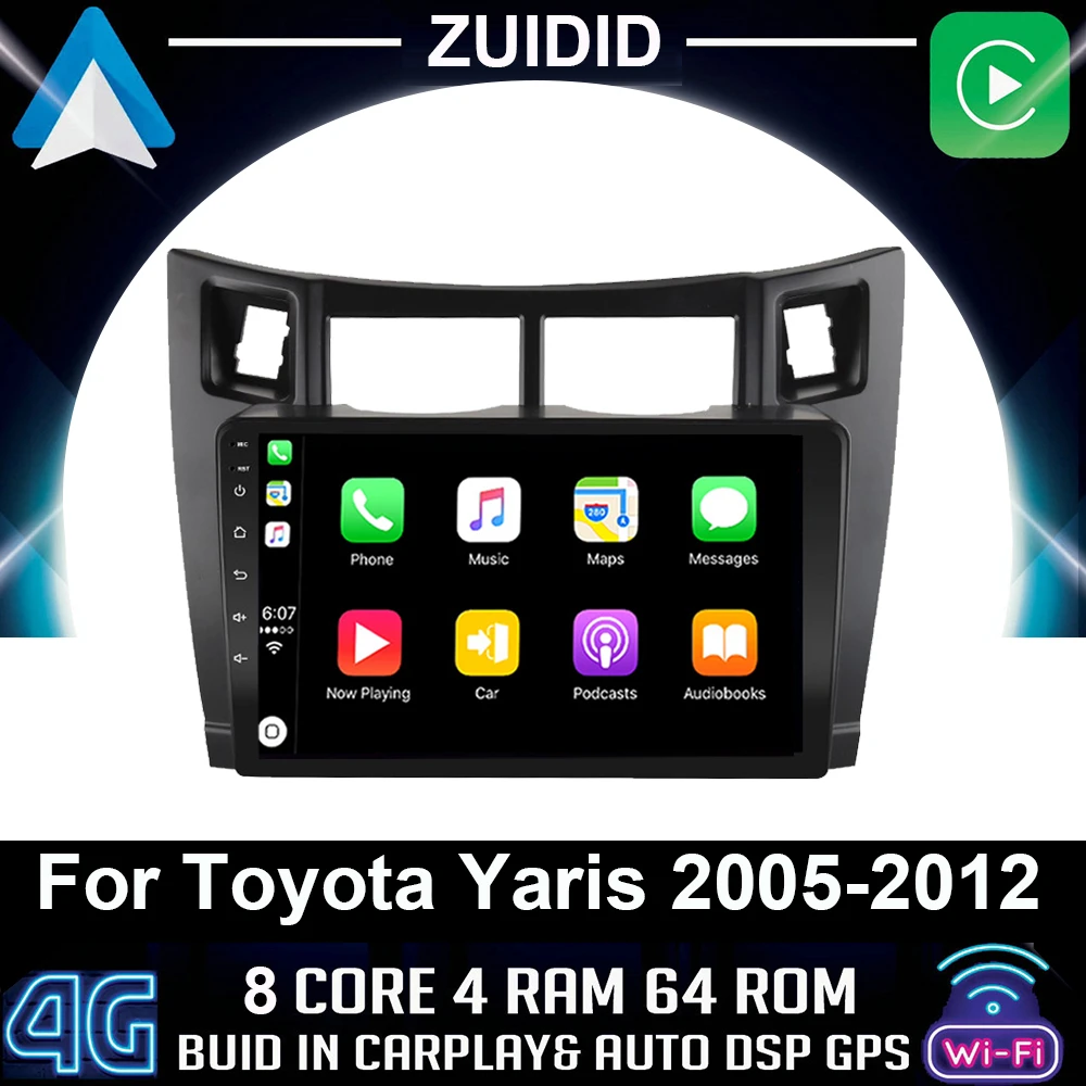 4g+64g Car Multimedia Player For Toyota Yaris 2007 Radio Fascia Car ...