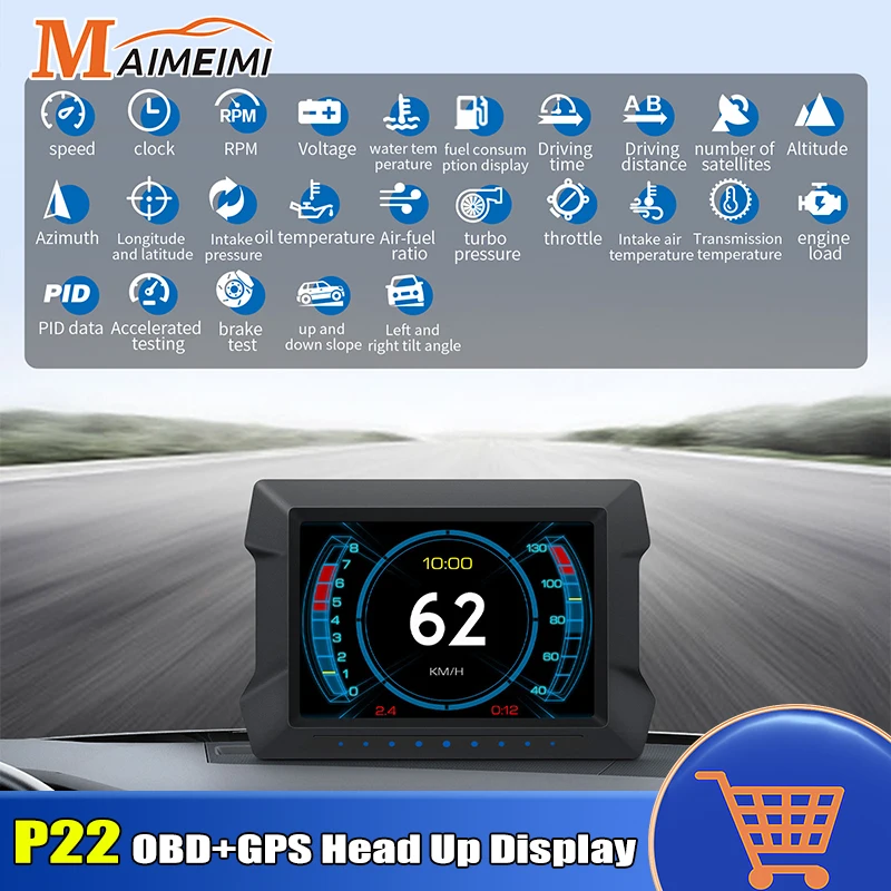 P22 OBD2 GPS Car Electronics Head Up Display Speedometer Slope Tilt ...