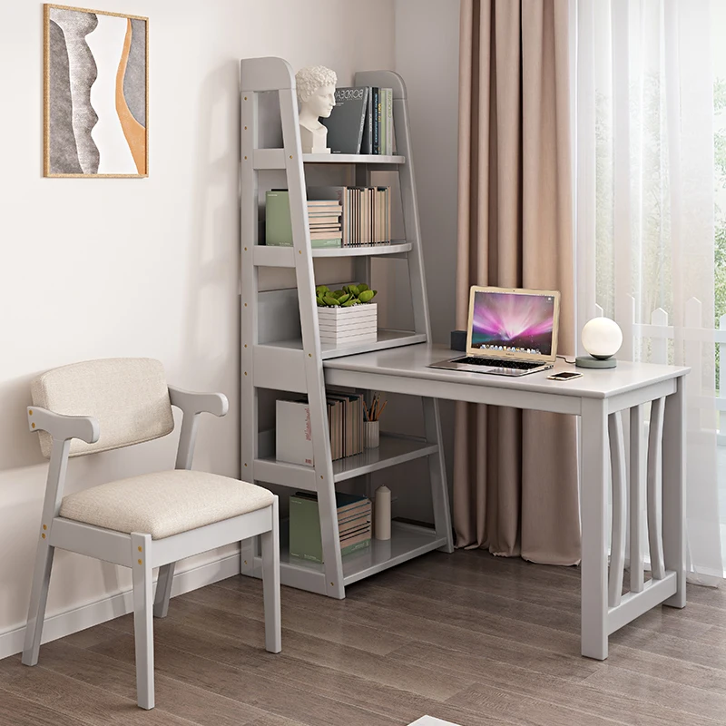 Solid-wood-desk-bookshelf-home-writing-desk-bay-window-corner-l ...