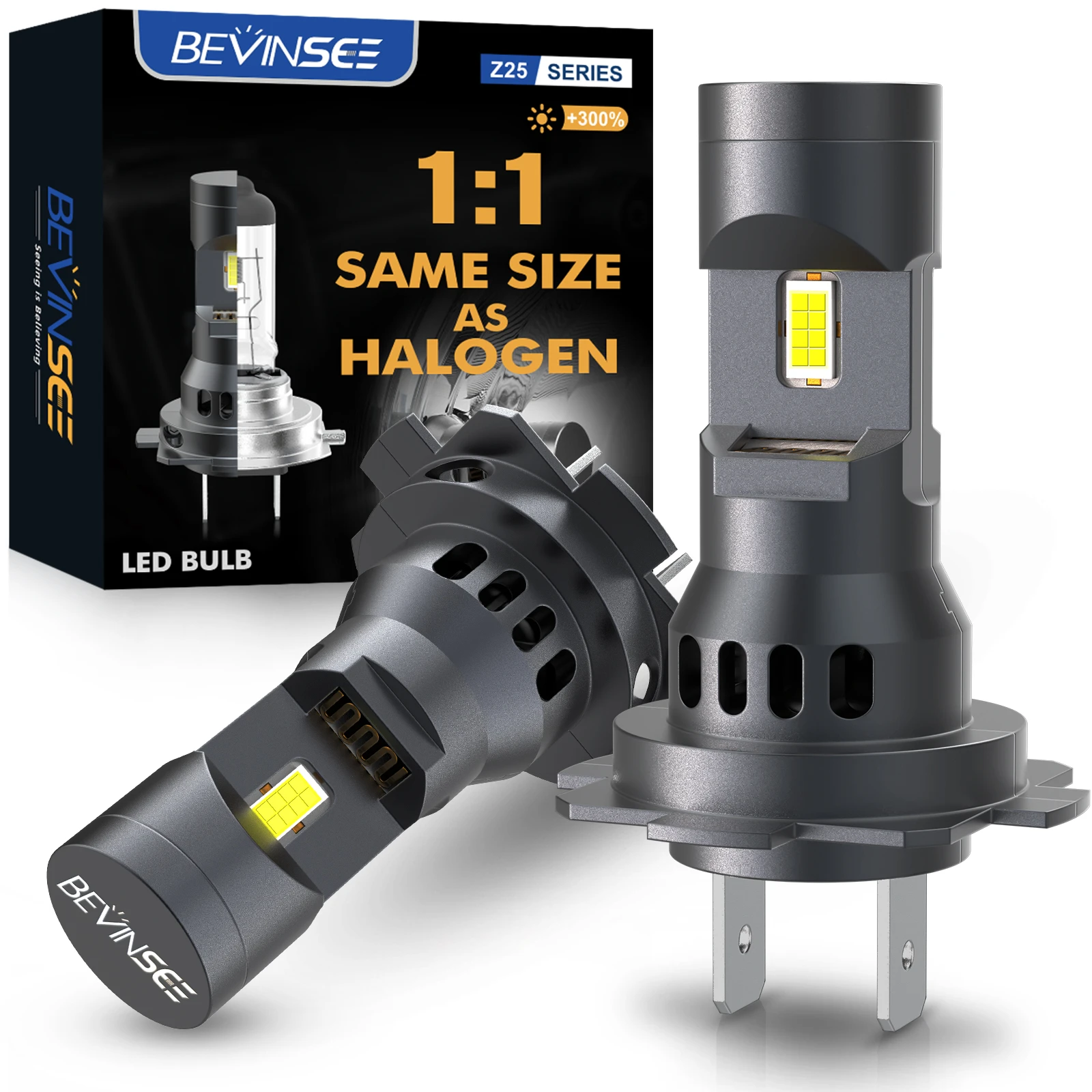 Bevinsee H7 Led Headlight 70w 10000lm 6000k 12v Mini H7 Led Canbus ...