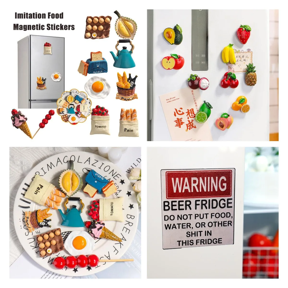 Simulation-Food-Fridge-Magnets-Refrigerator-Magnetic-Stickers-Resin-Egg ...