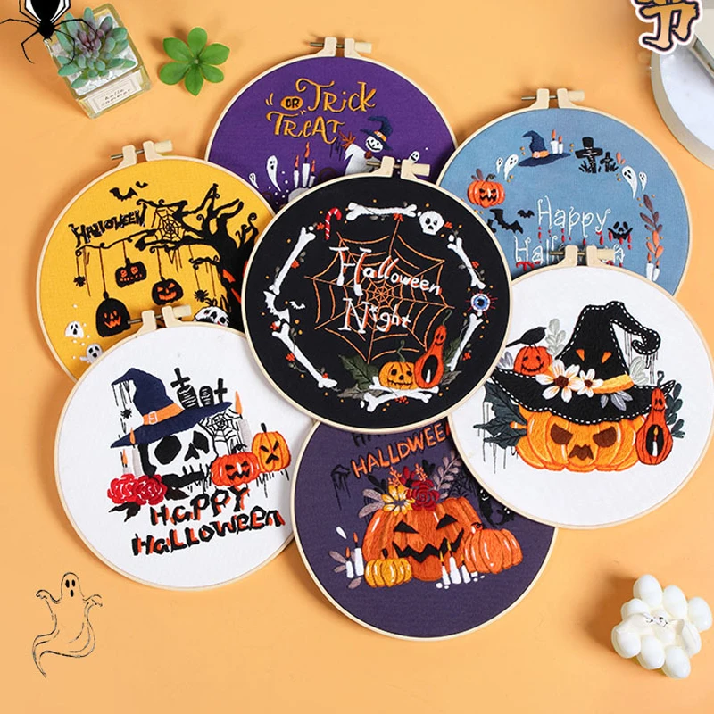 Embroidery Starters Kits with Pattern Halloween Spider Bat for ...