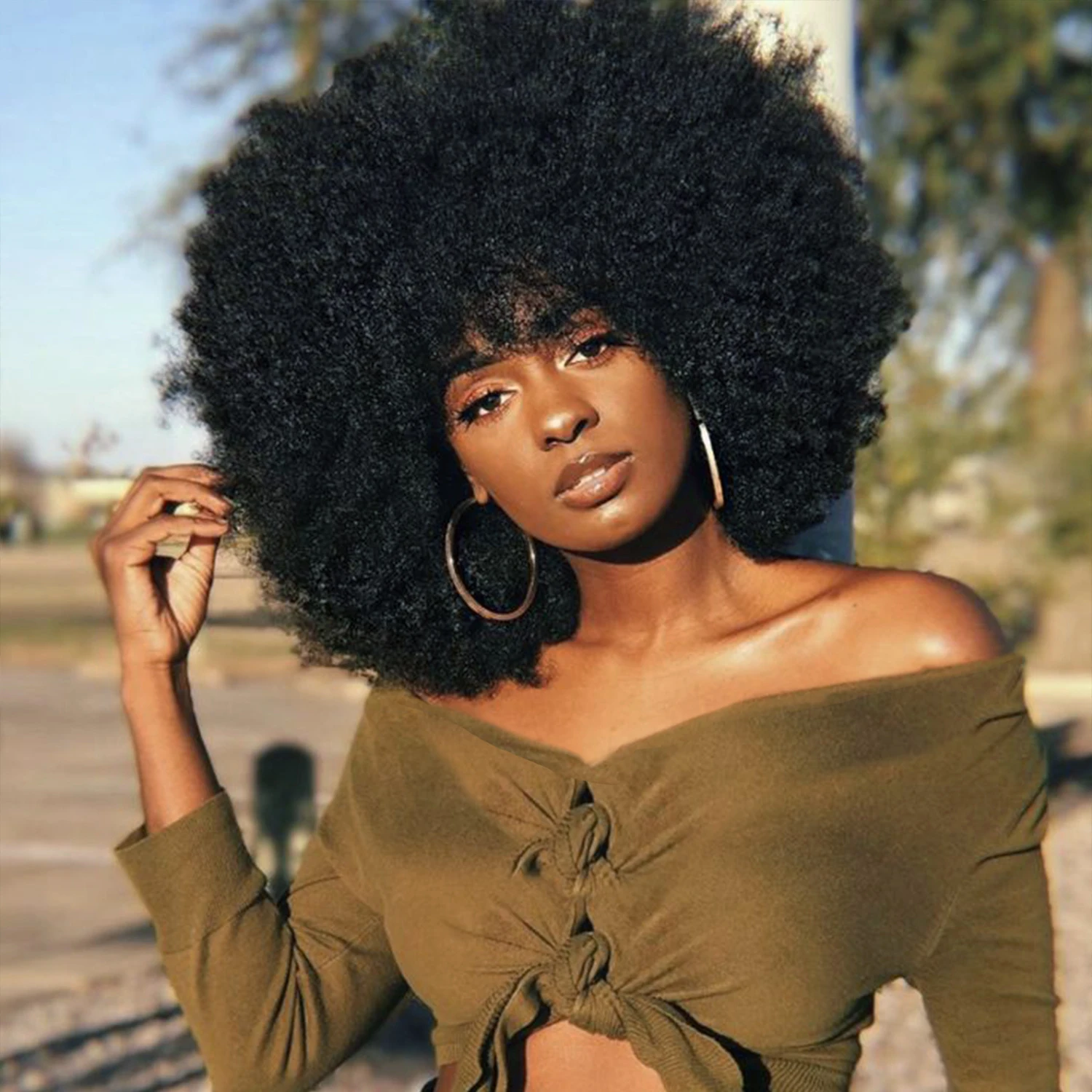 Black-Star-Short-Afro-Wig-with-Bangs-for-Black-Women-14inch-Afro-Kinky ...