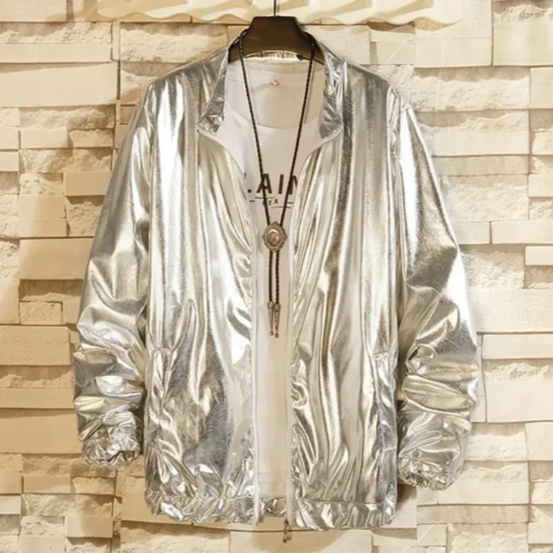 2024-New-Mens-Shiny-Jacket-Gold-and-Silver-Bright-Color-Streetwear ...
