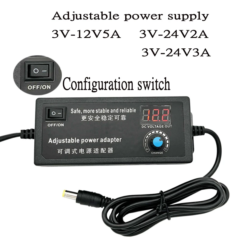 AC100V-240V DC3-12V5A 3-24V2A 3A adjustable voltage display rotary ...