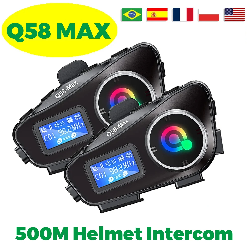 Q58-Motorcycle-Helmet-Bluetooth-Intercom-Headset-LED-Lighting-Stereo-FM-Radio-IP65-Waterproof ...