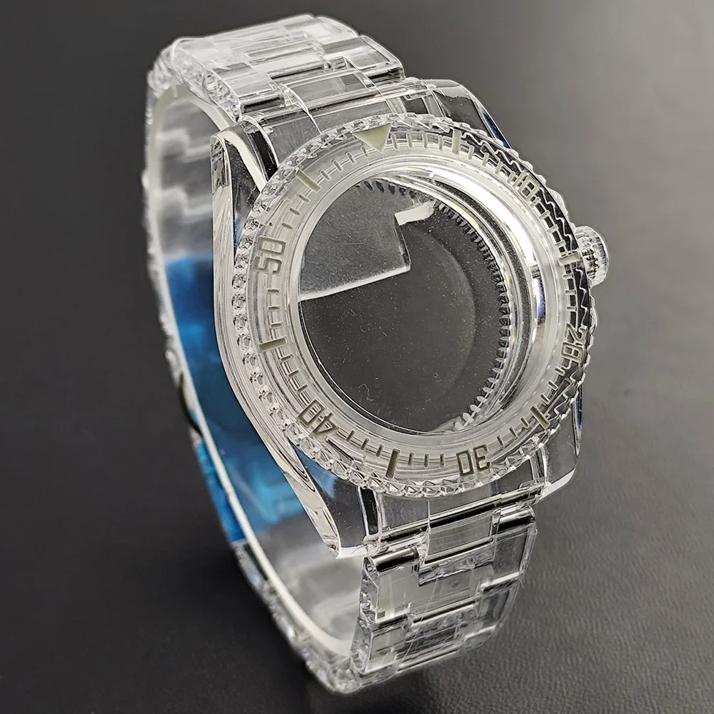 NH35 GMT Case 40.5mm Watch Men's Transparent Case FIT NH34 NH35 NH38 ...