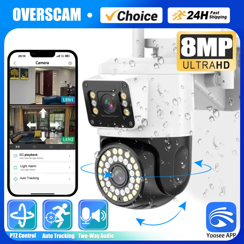 4K-8MP-Camera-Yoosee-PTZ-WIFI-Cameras-Dual-Lens-Two-Way-Audio-Auto ...