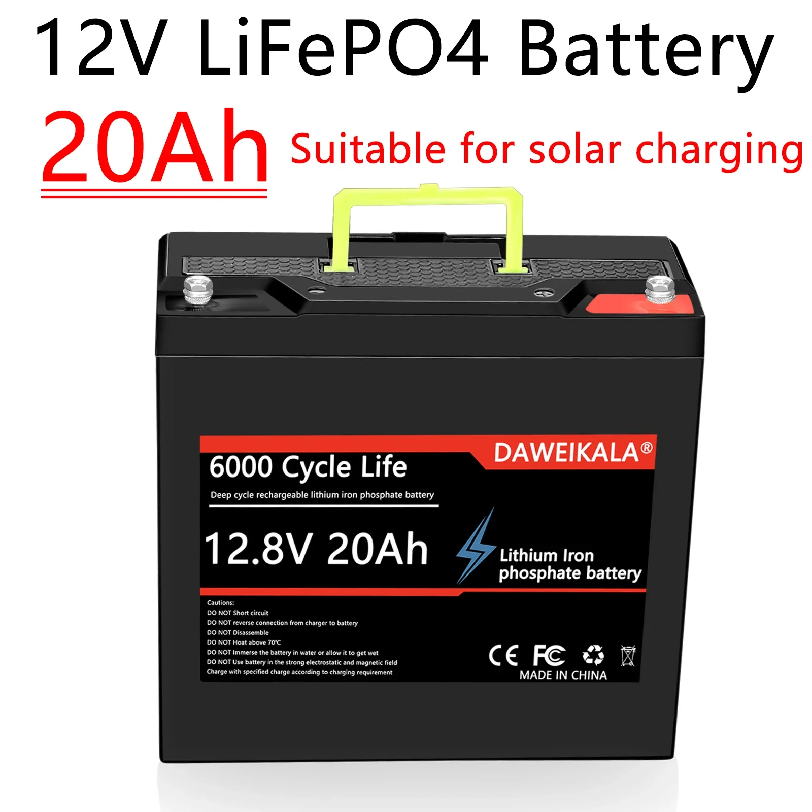 12V 20Ah Battery LiFePO4 DeepCycle Rechargeable Battery With 20A BMS ...
