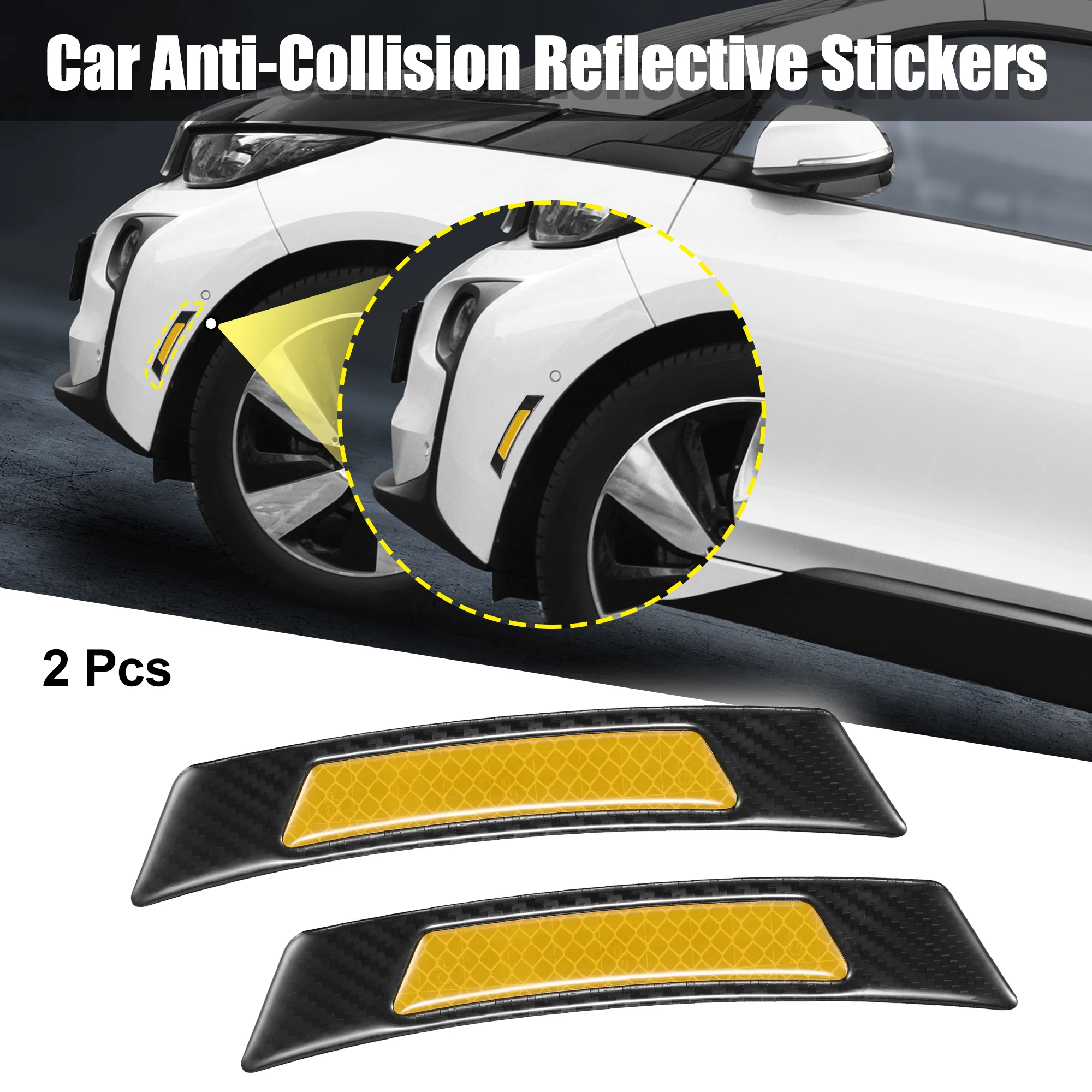 UXCELL 2 Pcs Carbon Fiber Pattern Car Wheel Well Fender Reflective ...