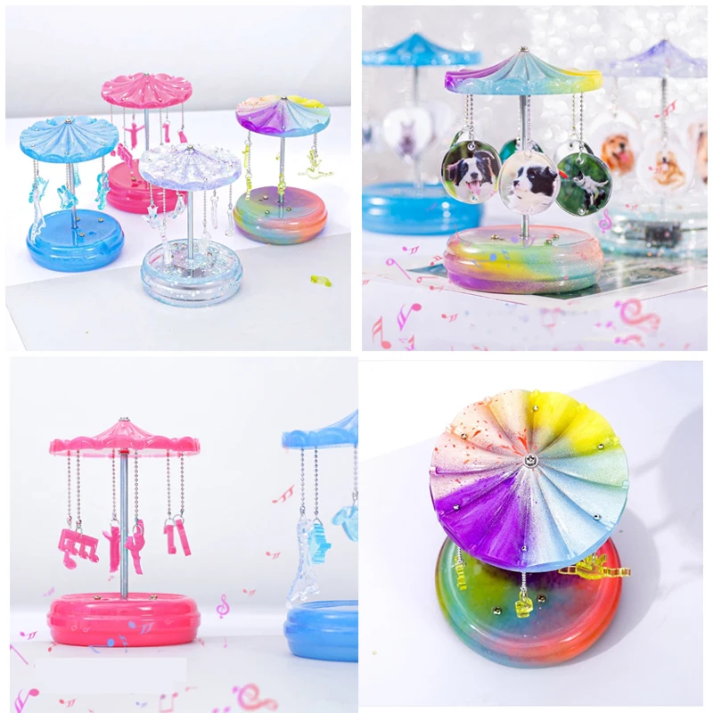 DIY-Resin-Mold-3D-Carousel-Horse-Rotating-Music-Box-Silicone-Resin ...
