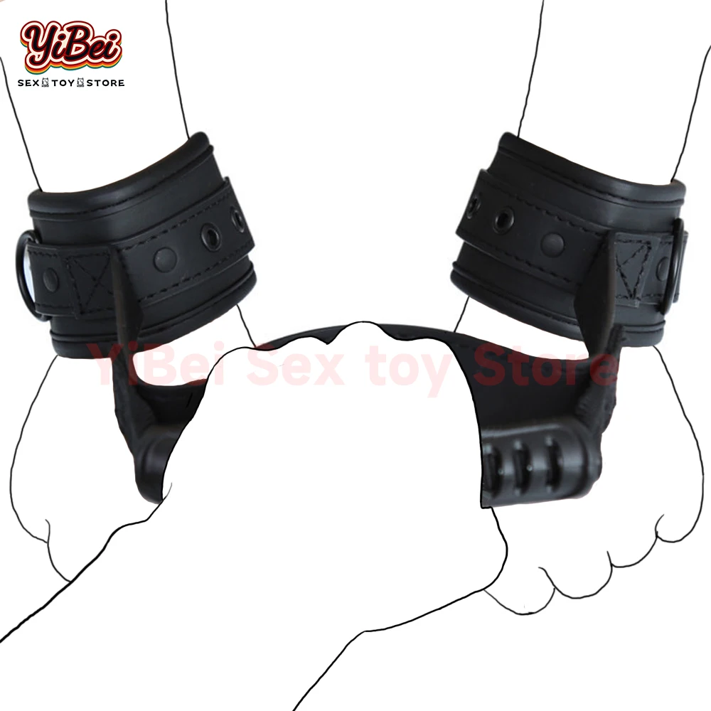 BDSM Bondage Games Black PU Leather Handcuffs Riding Horse Pose Props Couple Sex Toys Sex Store ...