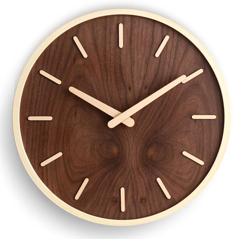 New-Wood-Simple-Wall-Clock-Number-3D-Wood-Grain-Clocks-Wall-Home-Decor ...
