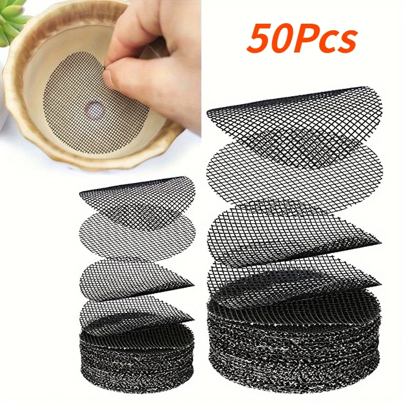 50Pcs Flower Pot Hole Mesh Pads Planter Tray Keep Soil In and Drainage ...