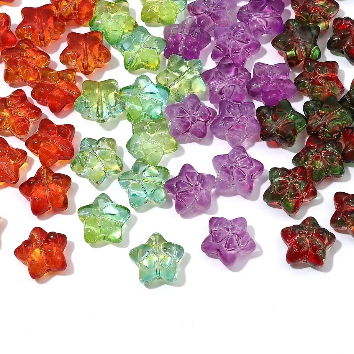 30pcs-Colored-Glass-Pentagonal-Star-Bow-Beads-Scattered-Beads-Handmade ...