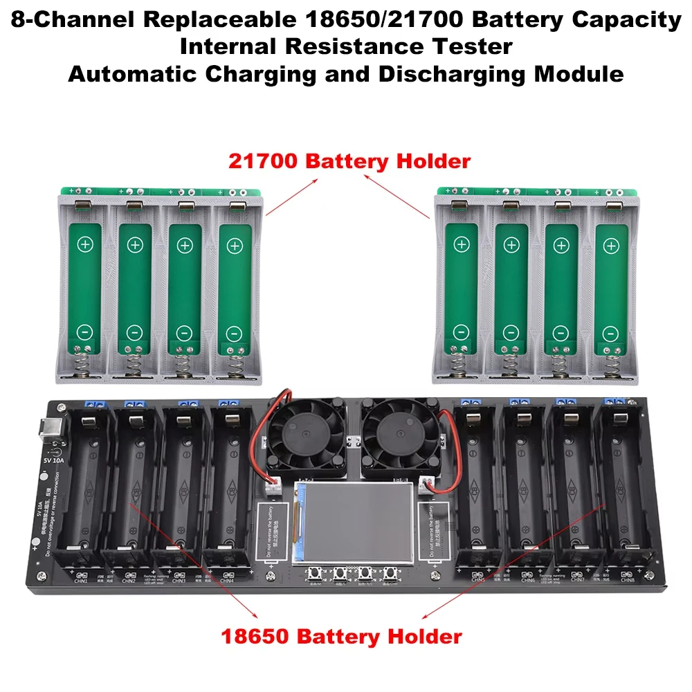 8-Channel 21700 18650 Lithium Battery Auto Charge/Discharge Tester ...