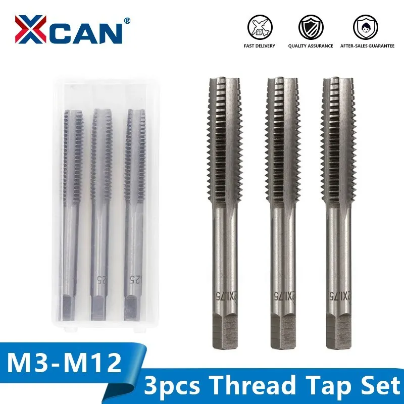 XCAN 3pcs M2-M12 Metric Tap HSS Machine Screw Tap Drill Bit Tapping ...
