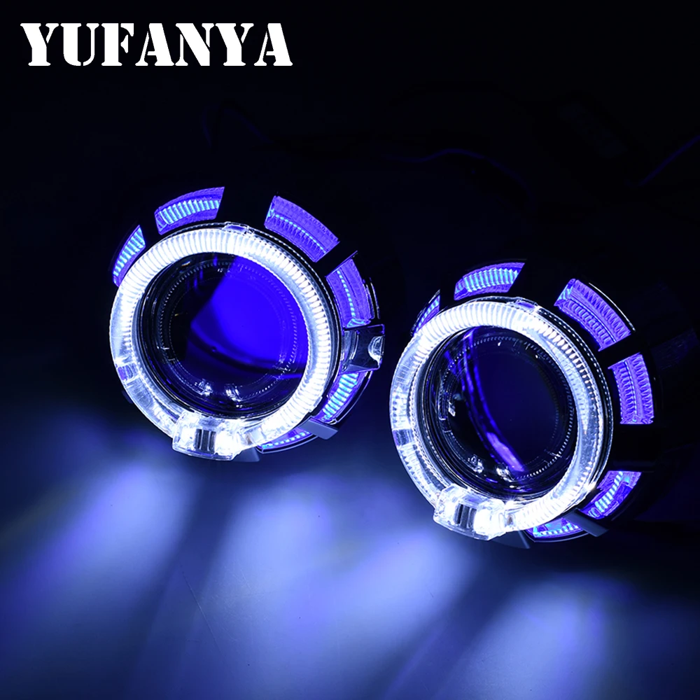 2-0-Inch-Bi-Xenon-Hid-Projector-Lens-DRL-Double-LED-Angel-Eyes-Shroud ...