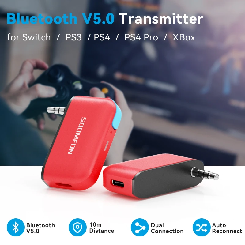SOOMFON Bluetooth 5.0 Transmitter Wireless Audio Adapter for Nintendo ...
