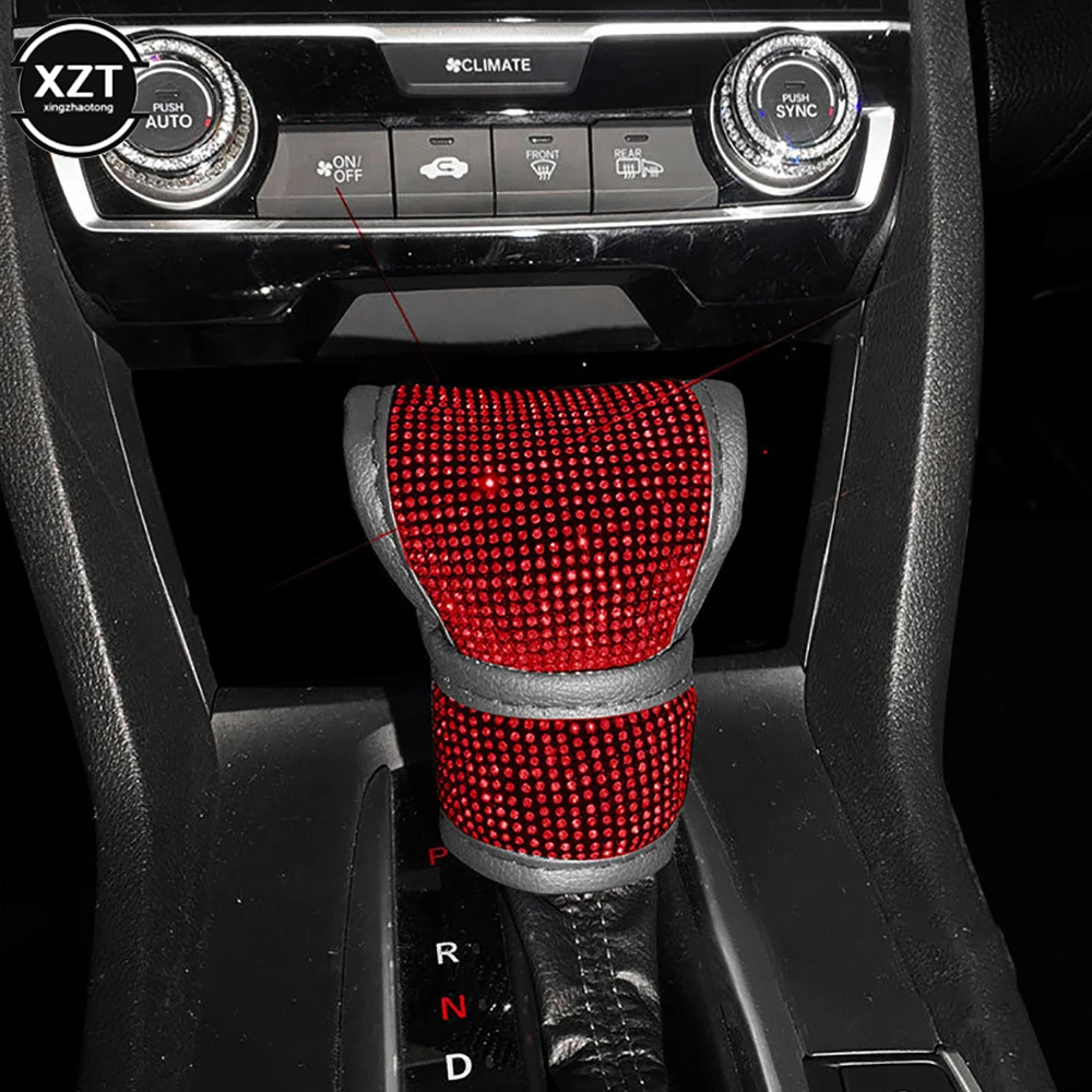 Diamond-Crystal-Car-Gear-Shift-Collar-Shift-Knob-Cover-Anti-Slip-Handle ...