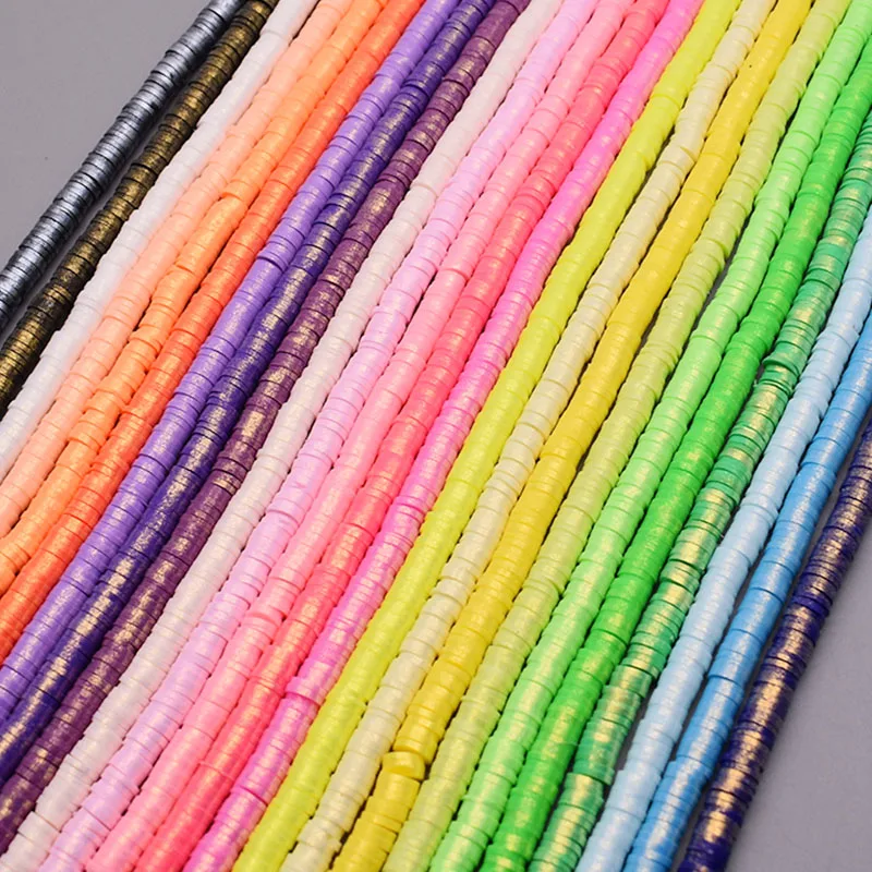 New Shiny 40 Color 6mm Flat Round Polymer Clay Beads Chip Disk Loose ...